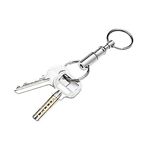 erioctry 2 Pcs Heavy Duty Dual Key Ring Detachable Pull Apart Snap Lock Holder Keychains, Silver