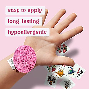 Kids Temporary Tattoos - Made in Europe Hypoallergenic, Pre-Cut, 50 Pcs Original Kid Tattoos, Designs with Sea World, Butterflies, Flowers, Motivational Words - Gift Tattoos for Boys and Girls