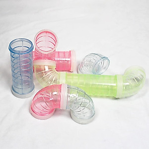 Honrane Pet Tunnel Collapsible Tube Toy Tunnel, Transparent Hamster Rat Squirrel Cage Tunnel Tube Climbing Toy Small Pet Supply Pink