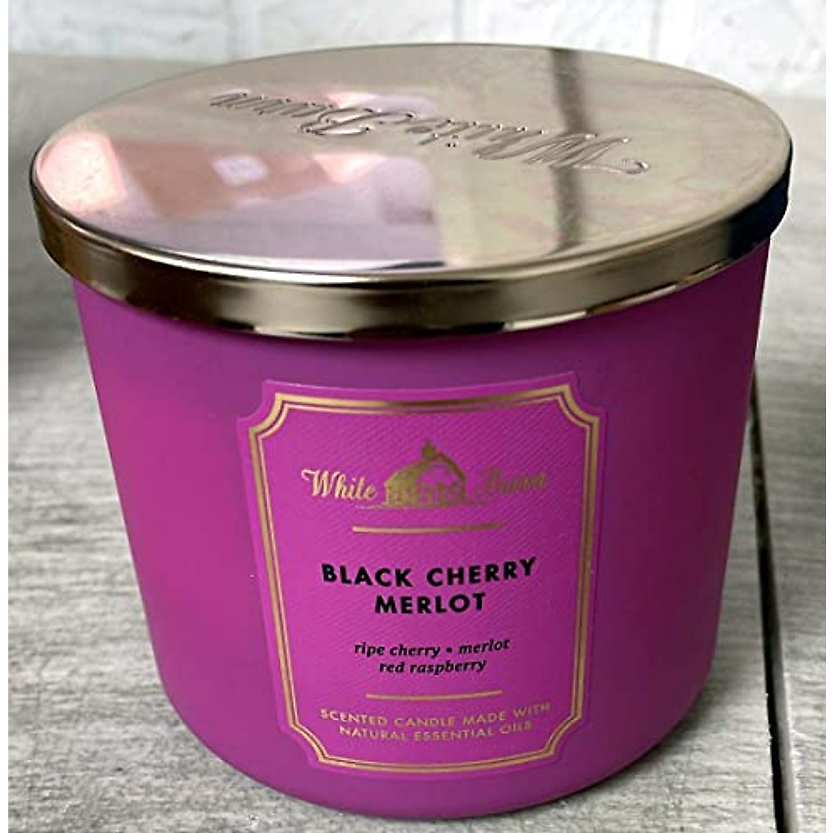 White Barn Candle Company Bath and Body Works 3-Wick Scented Candle w/Essential Oils - 14.5 oz -Black Cherry Merlot (ripe Cherry . Merlot red Raspberry ) )