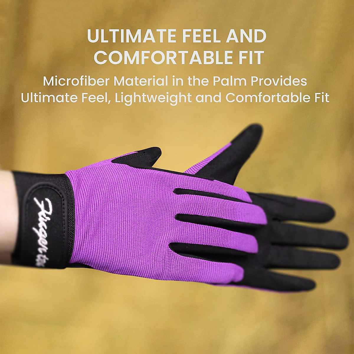 FINGER TEN Horse Riding Gloves Kids Boys Girls Equestrian Ride Youth 1/2 Pair, Color Black Blue Summer Comfortable Grip for Kid Age 5-13 (Kids-Purple, X-Large)