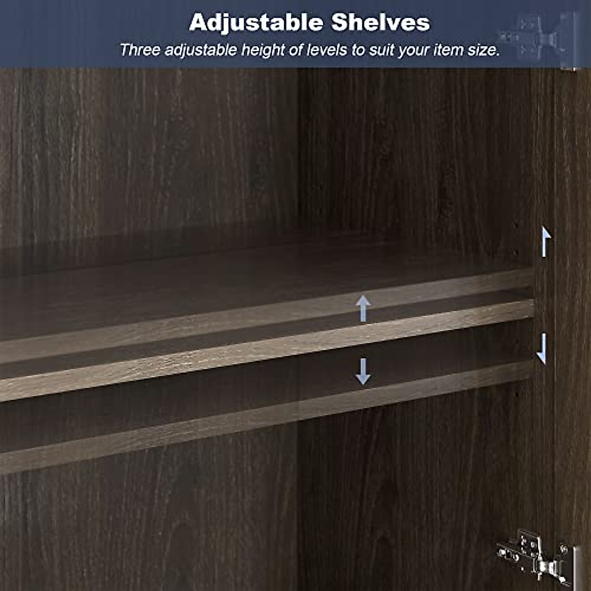 BELLEZE Sideboard Buffet Cabinet, Modern Wood Glass-Buffet-Sideboard with Storage, Console Table for Kitchen, Dinning Room, Living Room, Hallway, or Entrance - Brixston (Brown)