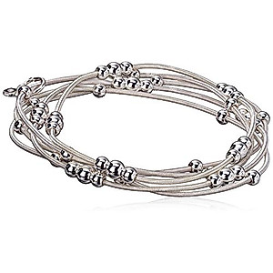 NINE WEST Women's Ignite The Night Silvertone 5 Row Stretch Bracelet