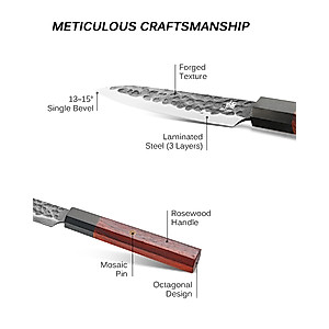 KYOKU 4.5" Utility Knife, Japanese Kage Series Tomato Knife with Rosewood Handle, Sharp 3 Layer High Carbon Steel Kitchen Knife with Gift Box for Meat Vegetable Fruit Cutting Slicing Chopping
