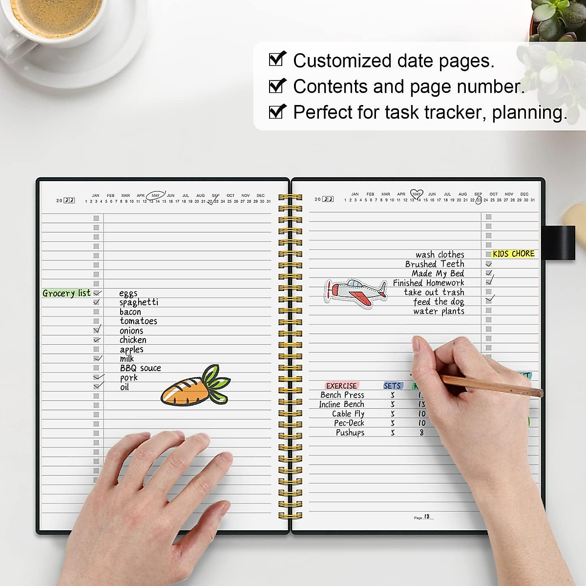 Regolden-Book To Do List Notebook, Daily Planner for Work, Project Tasks & Personal Organizer, Checklist Man/Women, Pocket, Pen Loop, 160 Pages (7"x10")