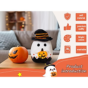 Ziyutam Halloween Ghost Pumpkin Stuffed Animal Trick or Treat 9.4" Halloween Plushies Ghost Plush Toys Halloween Ghost Pillow Gifts for Boys Girls Spooky Indoor Outdoor Home Party Decorations