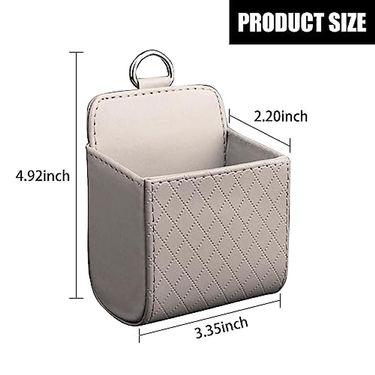 Fogfar 1 PC Car Air Vent Storage Bag, Car Leather Multi-functional Box, Used for Mobile Phones, Key Racks, Sunglasses Storage Boxes, Suitable for Most Cars (Beige)