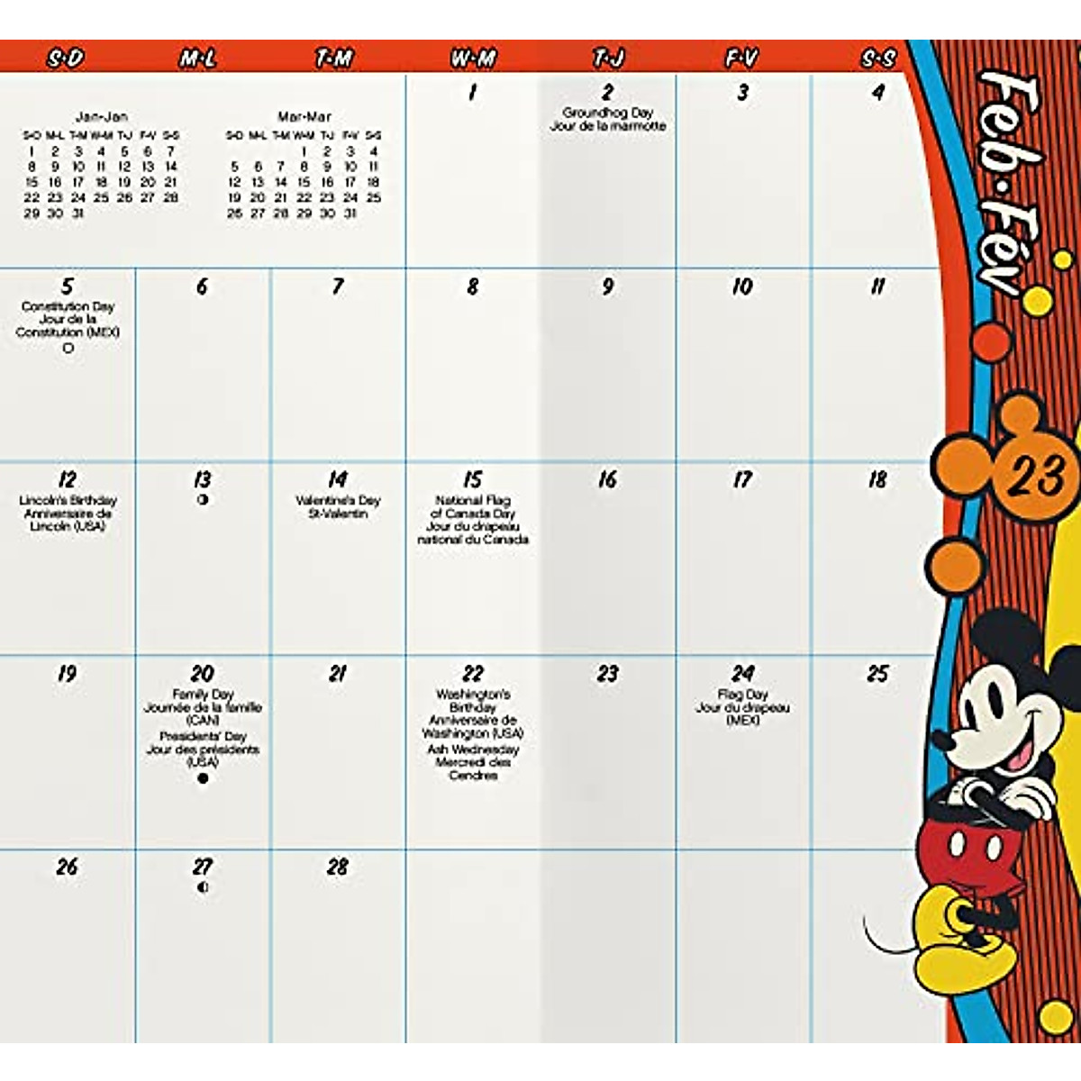 2023-2024 Disney Mickey Mouse (Bilingual French) Pocket Planner