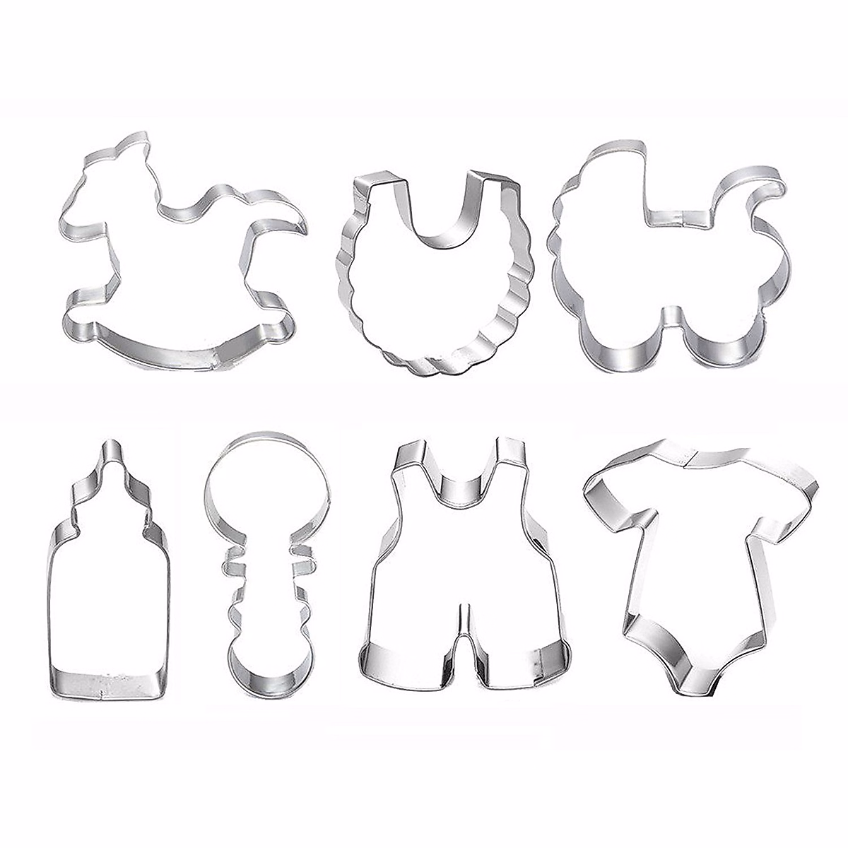 JUMUU Baby Shower Theme Buggy Rocking Horse Bottle Cookie Cutter (7 Piece Set)