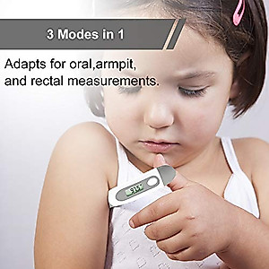 Easy@Home Digital Oral Thermometer for Kid, Baby, and Adult, Rectal and Underarm Body Temperature Measurement for Fever with Alarm EMT-021-Gray