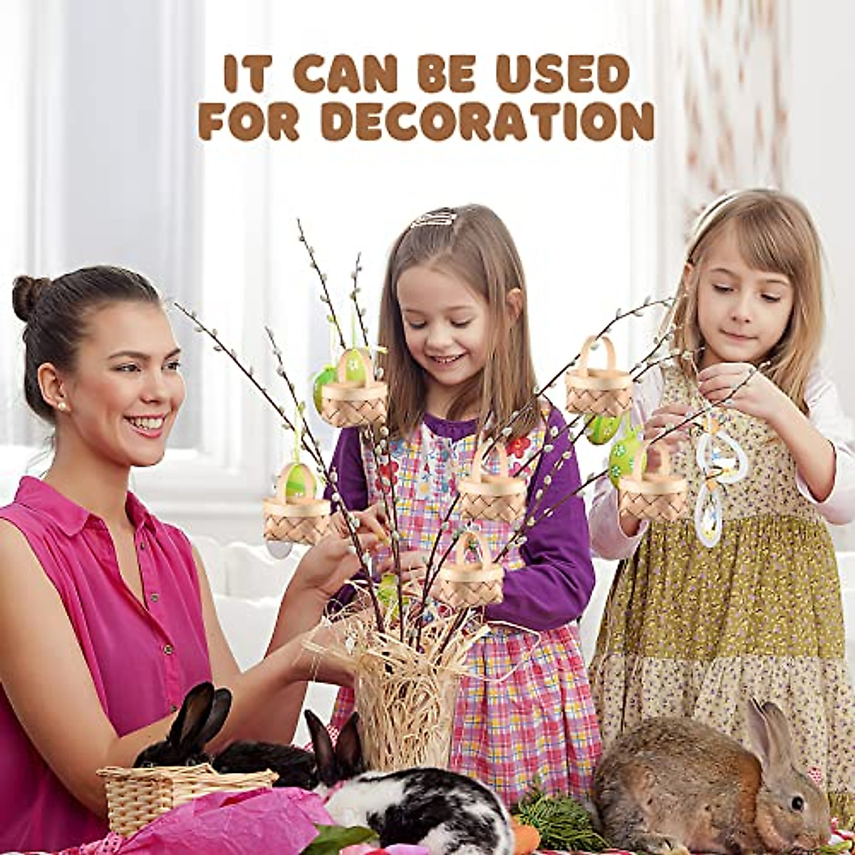 Yardwe 12pcs Mini Woven Baskets with Handles, Wood Chip Baskets, Miniature Flower Baskets, for Wedding Party Favors Crafts Farmhouse Decor (2.4 x 2 x 2.4 Inch)