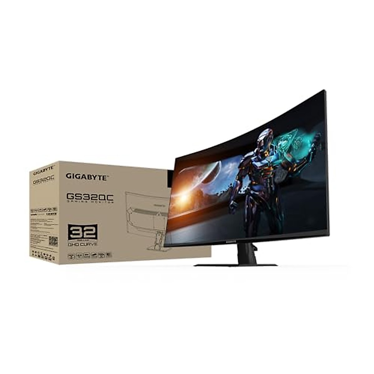 GIGABYTE GS32QC 31.5" 165Hz 1440P Curved Gaming Monitor, 2560x1440 VA 1500R Display, 1ms (MPRT) Response Time, HDR Ready, 1x Display Port 1.4, 2X HDMI 2.0,Black