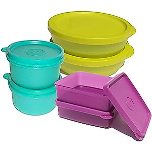 Tupperware Small Bowls and Storage Containers Lot of 6 Green Purple Teal