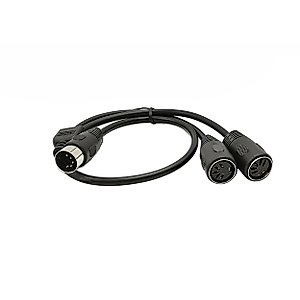 SinLoon DIN 5-Pin Splitter Y Adapter MIDI Cable, MIDI 5 Pin Male to Dual 2 x DIN-5 Female Extension Audio Cable (D5P M-2F,0.5meter)