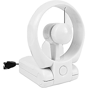 Mini Air cooling fold fan .3 speed control travel mini size hanging on the neck white