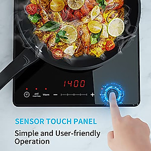 Portable Induction Cooktop, iSiLER 1800W Electric Induction Cooker Cooktop with Kids Safety Lock, Sensor Touch Countertop Burner with Timer for Apartment RV Camper