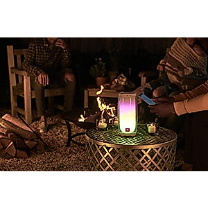 JBL Pulse 4 - Portable Bluetooth Speaker with 360 degrees LED lights, powerful sound and deep bass, IPX7 waterproof, 12 hours of playtime, JBL PartyBoost for multiple speaker pairing (White)