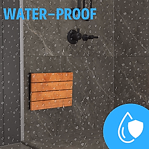 Folding Natural Color Solid Teak Wood Shower Seat, Foldable Shower Bench, Wall Mounted Folding Wooden Shower Stool, Inside Shower Handmade Fold Down Bath Seat