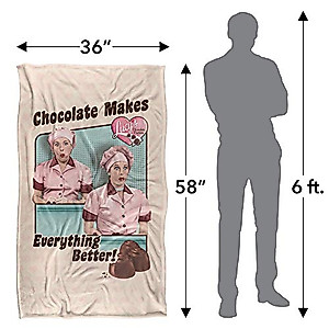 Trevco I Love Lucy Friends and Chocolate Silky Touch Super Soft Throw Blanket 36" x 58"
