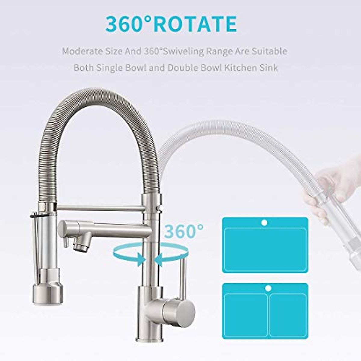 Fapully Kitchen Faucet with Sprayer,Single Handle Kitchen Faucet with Hole Cover Brushed Nickel