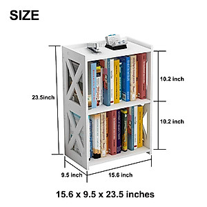 AGGICE Side Table, 3 Tier 2 Shelf Small Bookshelf Bookcase for Small Spaces, Bedside End Table Nightstand, Kids Book Storage Shelves for Bedroom Living Room Office, White