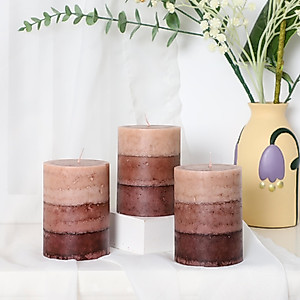 Cafemoon Coffee Pillar Candles, Aromatherapy Scented Candles, 35+ Hours Burn Long Lasting, Set of 3 Tall 3x4 Inch Dripless Pillar Candle, for Wedding and Home Décor