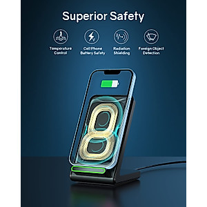 CIYOYO Wireless Charger, 15W Fast Wireless Charging Stand, Wireless Charging Station for iPhone 15 14 13 12 11 Pro Max Plus XS XR X 8 [Adapter Included]