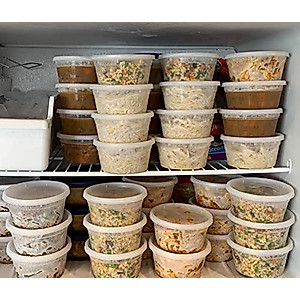 Lawei 80 Pack Plastic Deli Food Containers with Lids - 8 Oz Food Storage Containers Freezer Deli Cups for Soup, Party Supplies, Meal Prep and Portion Control