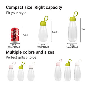 emoi BPA Free Water Bottle, 12oz/360ml Cute Water Bottle with Carrying Strap, Ideal for Kids Boys Girls Students Women Healthy Hydration-Green