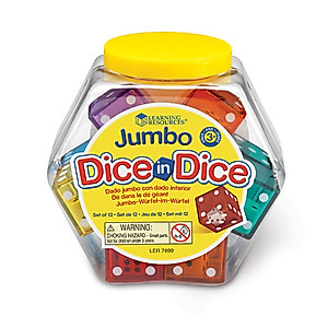 Learning Resources Jumbo Dice in Dice, Dice, Jumbo Dice, Math Dice, Ages 3+, Set of 12