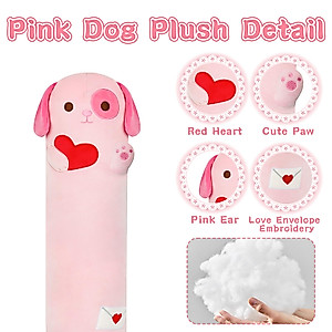 JIAJEGTGT Long Dog Plush Body Pillow, 24in Soft Dog Stuffed Animal Dog Plushies, Cute Dog Plush Pillow Stuffed Dog Doll Toys for Girlfriends Boyfriends