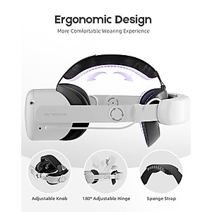 Head Strap with Battery Pack for Quest 2, Dual Replaceable Battery Combo(2x8000mAh) with Charging Dock, Adjustable Design Elite Strap VR Accessories