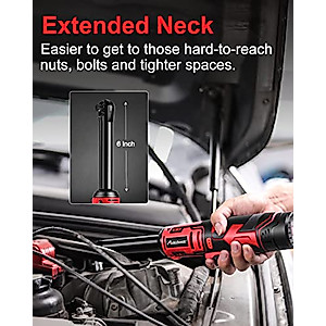 AVID POWER 3/8" Extended Cordless Electric Ratchet Wrench, 60N.m(44.2 Ft-lbs) 12V Power Ratchet Wrench Kit, Variable Speed Trigger, 10 Sockets & 2.0Ah Li-Ion Battery