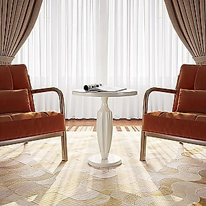 Tribesigns Modern Pedestal Side Table, Small Round Off-White End Table, Wood Sofa Side Table, Ivory White Accent Table for Living Room, Every Corner, Small Nightstand for Bedroom