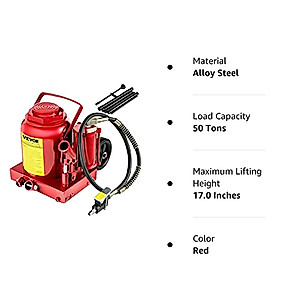 Bestauto Bottle Jack 50 T, Car Jack Hydraulic Floor Jack 110000LBS with Pneumatic & Manual Hand Pump, Air Jack Heavy Duty Auto Truck Repair Lift