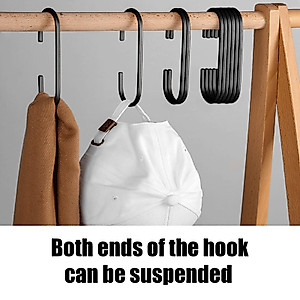 AUXBC Aluminium Alloy C-Shape Hooks, 6 PCS, Heavy Duty Multifunctional Hooks, Black Closet Accessories for Hanging Clothes, Towels, Shoe Bag, Scarf, Hat