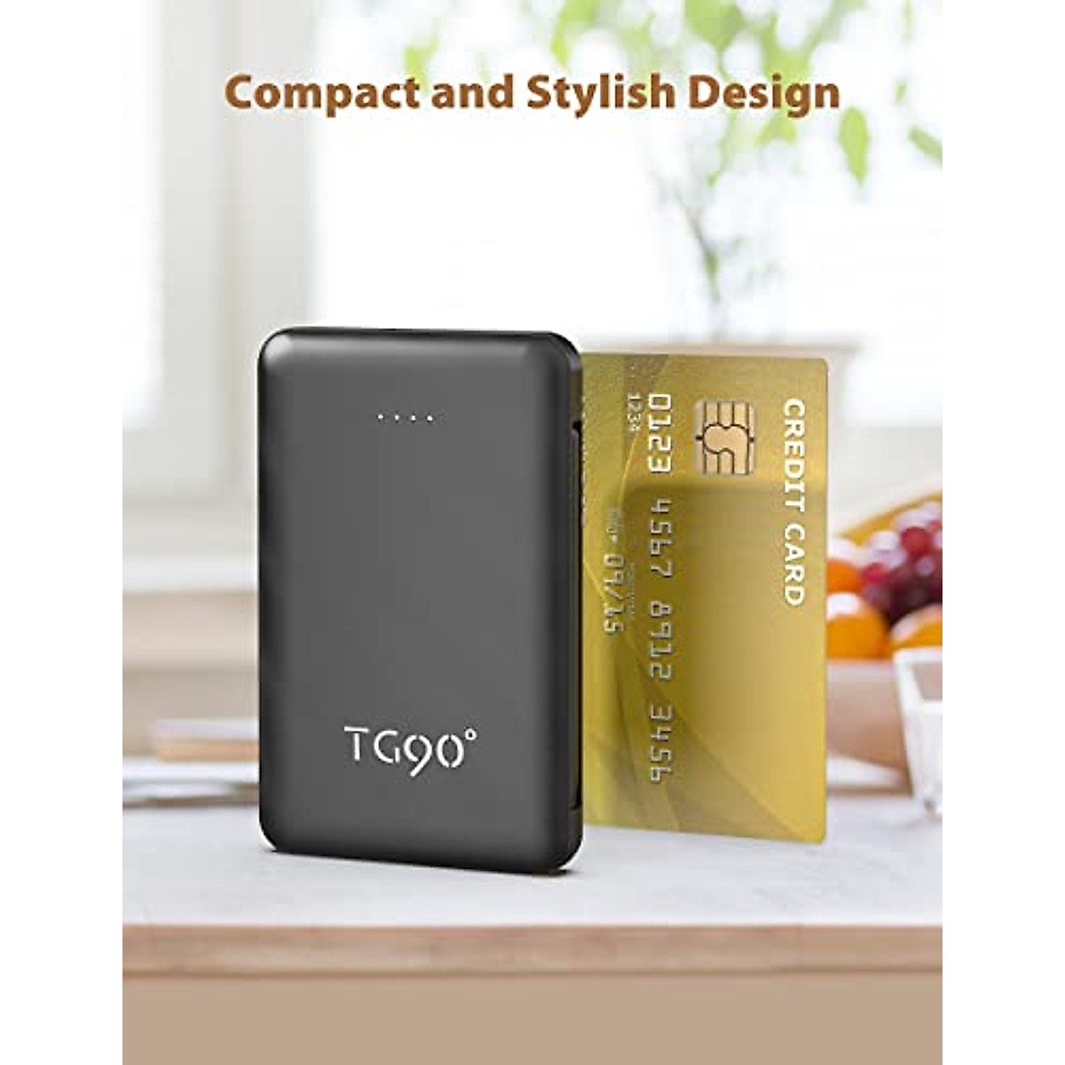 TG90° Portable Charger 6000mah External Battery Packs, Ultra Slim Power Bank with Built-in Cables Portable Phone Charger, USB C Portable Battery Charger Compatible with iPhone Android Cell Phones