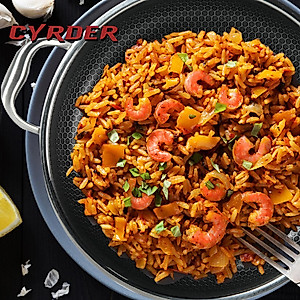 Cyrder 316L Stainless Steel Frying Pan-12inch Hybrid Nonstick Wok with Lid, Two Handle Hold, PFOA Free, Dishwasher Oven Safe, Paella Pan for Stir fry/Toast/Roast/Bake/Stew, 6 Quart