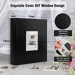 Photo Album for Fujifilm Instax Mini Camera, Polaroid Camera, Instax Photo Album with Memo Areas, 180 Pockets 2x3 Photo Album with Writing Space for Instax Mini 12 11 40 9 7+ Evo Liplay Camera,Black