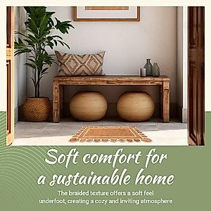 PATEL EXPORTS Natural Jute Scalloped Rug, Bohemian Area Rug, Boho Décor Indoor Outdoor Jute Rug, Handwoven Hallway Runner Rug, Custom Rug (2'6"x10')