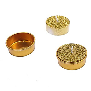 Efavormart Set of 9 Metallic Gold Unscented Tea Light Candles with Textured Design