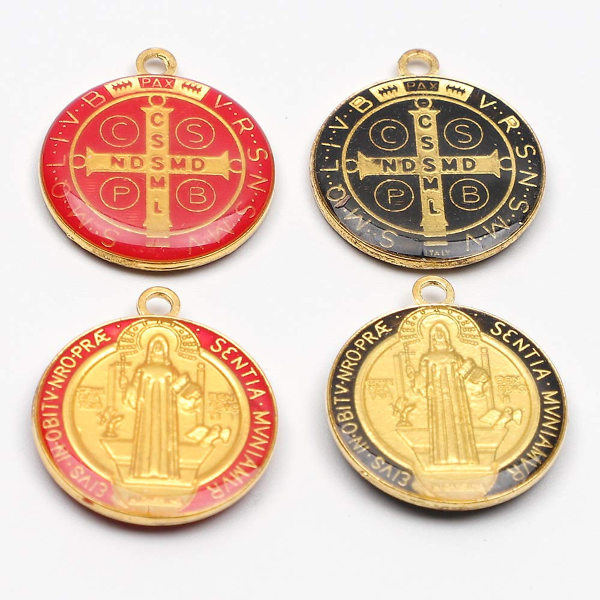 Glary 50pcs of Assorted Epoxy 1 inch Round Saint Benedict Medal Pendant Medal of St. Benedict