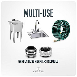 SmarterFresh Five Piece Female Faucet Adapter Kit, Brass Aerator Adapter Set to Connect Garden Hose, Water Filter, Standard Hose via Diverter, in RV & Other - ONLY Compatible with Removable Aerator