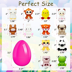 AouEtnay 12 Pcs Easter Eggs with Animal Finger Puppets Filled Easter Eggs for Kids Easter Basket Fillers, Hunt and Party Favors