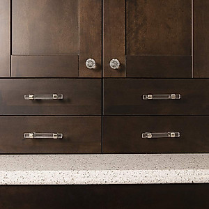Hickory Hardware 1 Pack Solid Core Kitchen Cabinet Pulls, Luxury Cabinet Handles, Hardware for Doors & Dresser Drawers, 3 Inch Hole Center, Crysacrylic with Polished Nickel, Crystal Palace Collection