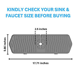 KLAZZ Silicone Splash Guard Mat for Kitchen Sink Faucet, Sink Quick Draining Pad Behind Faucet, Drying Mat for Kitchen & Bathroom Countertop Protect, Handle Drip Catcher Tray, Drainage, Kitchens