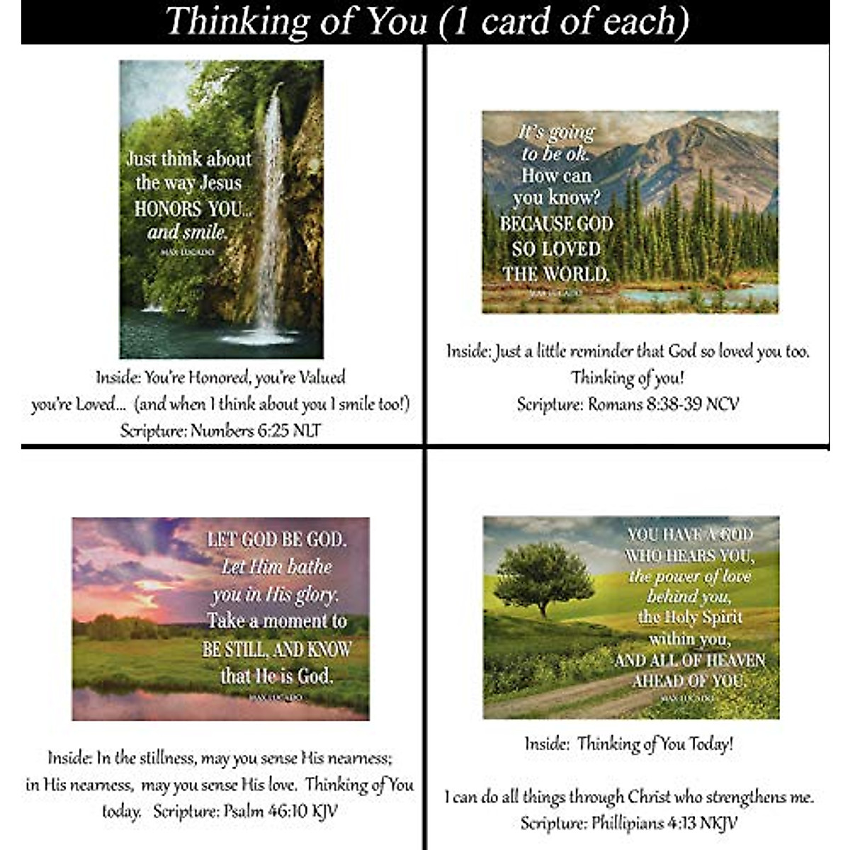 Thinking of You Cards (No Repeated Cards) 32 Design Christian / Religious Greeting Card Assortment ~ Scripture in every card