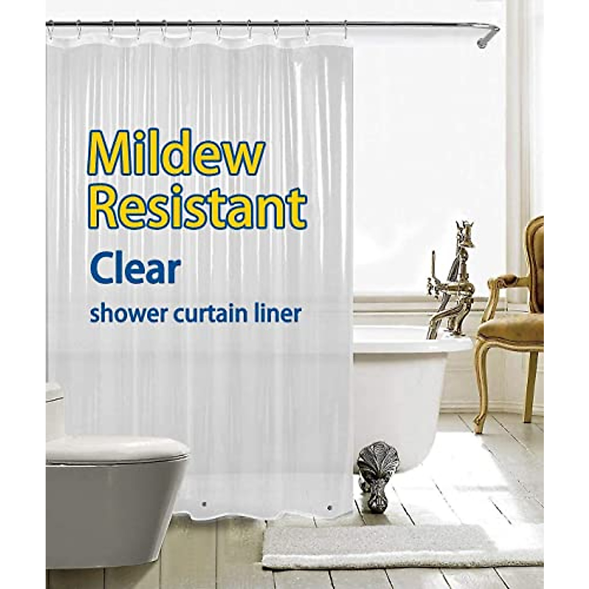 HARBOREST Clear Shower Curtain Liner for Bathroom Shower and Bathtub with 3 Magnets - 72x72 Plastic 4 Gauge PEVA Lightweight Waterproof, 1 Pack