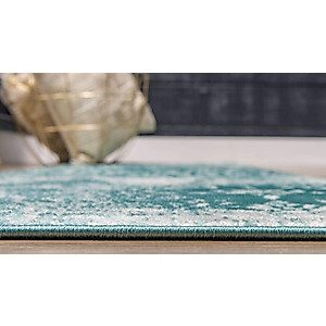 Unique Loom Sofia Collection Area Rug - Grand (2' x 6' 7" Runner, Turquoise/ Ivory)