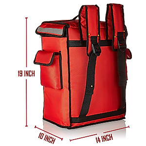 Food Delivery Backpack 14" L x 10" W x 19" H, Delivery Bag, Thermal Backpack,Heat Insulated Backpack, 2-Way Zipper (Red)